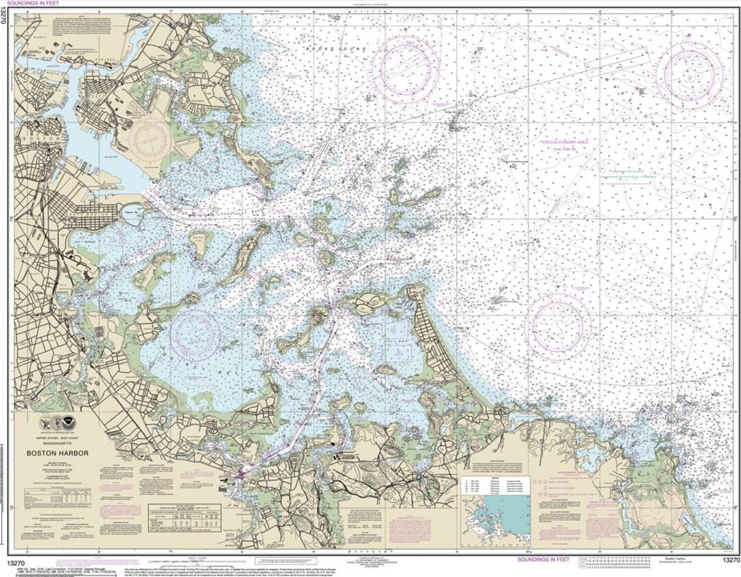 Custom Chart of Boston Harbor 13270 - Etsy