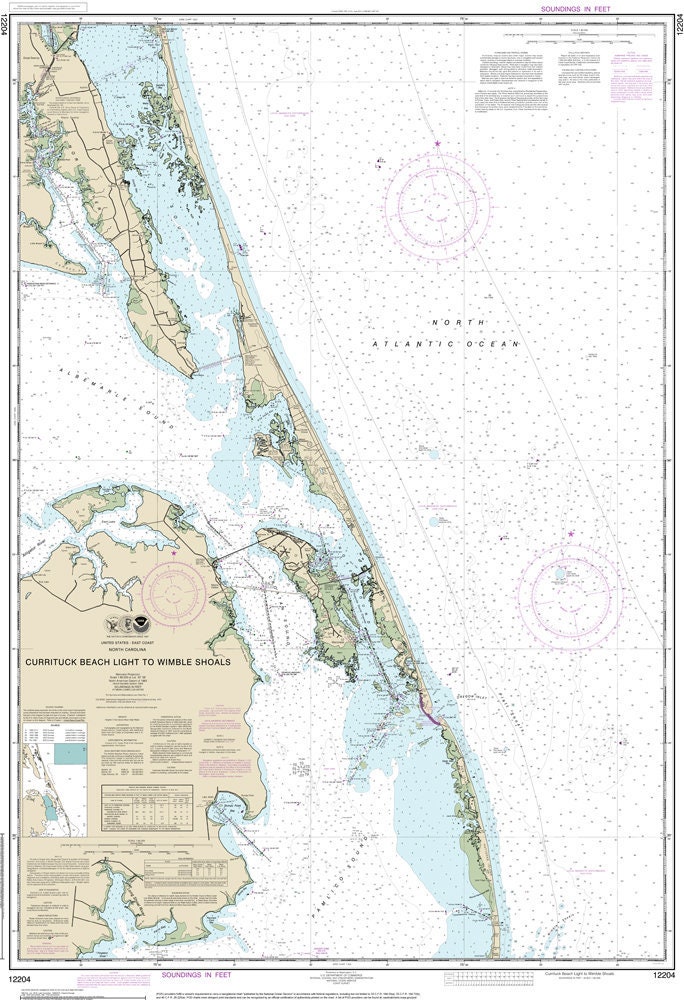 Custom Chart of Currituck Beach Light to Wimble Shoals 12204 - Etsy