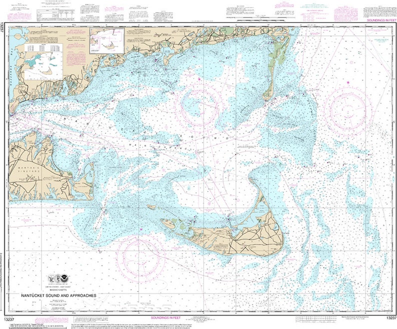 Custom Chart of Nantucket Sound and Approaches 13237 - Etsy