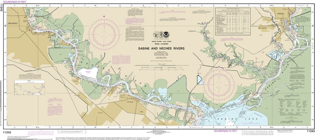 Custom Chart of Calcasieu Pass to Sabine Pass 11343 - Etsy