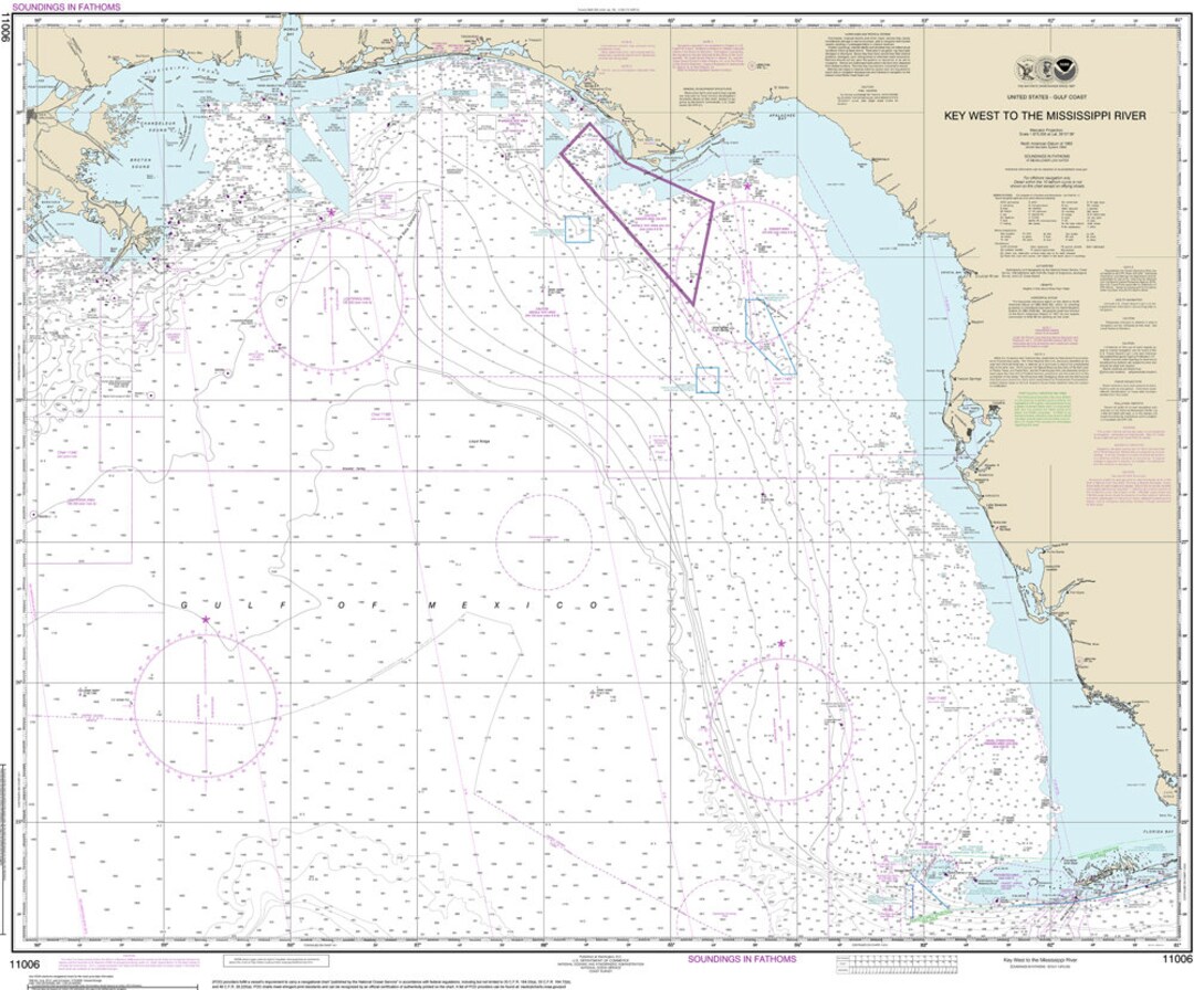 Custom Chart of the Gulf Coast Key West to Mississippi 11006 - Etsy