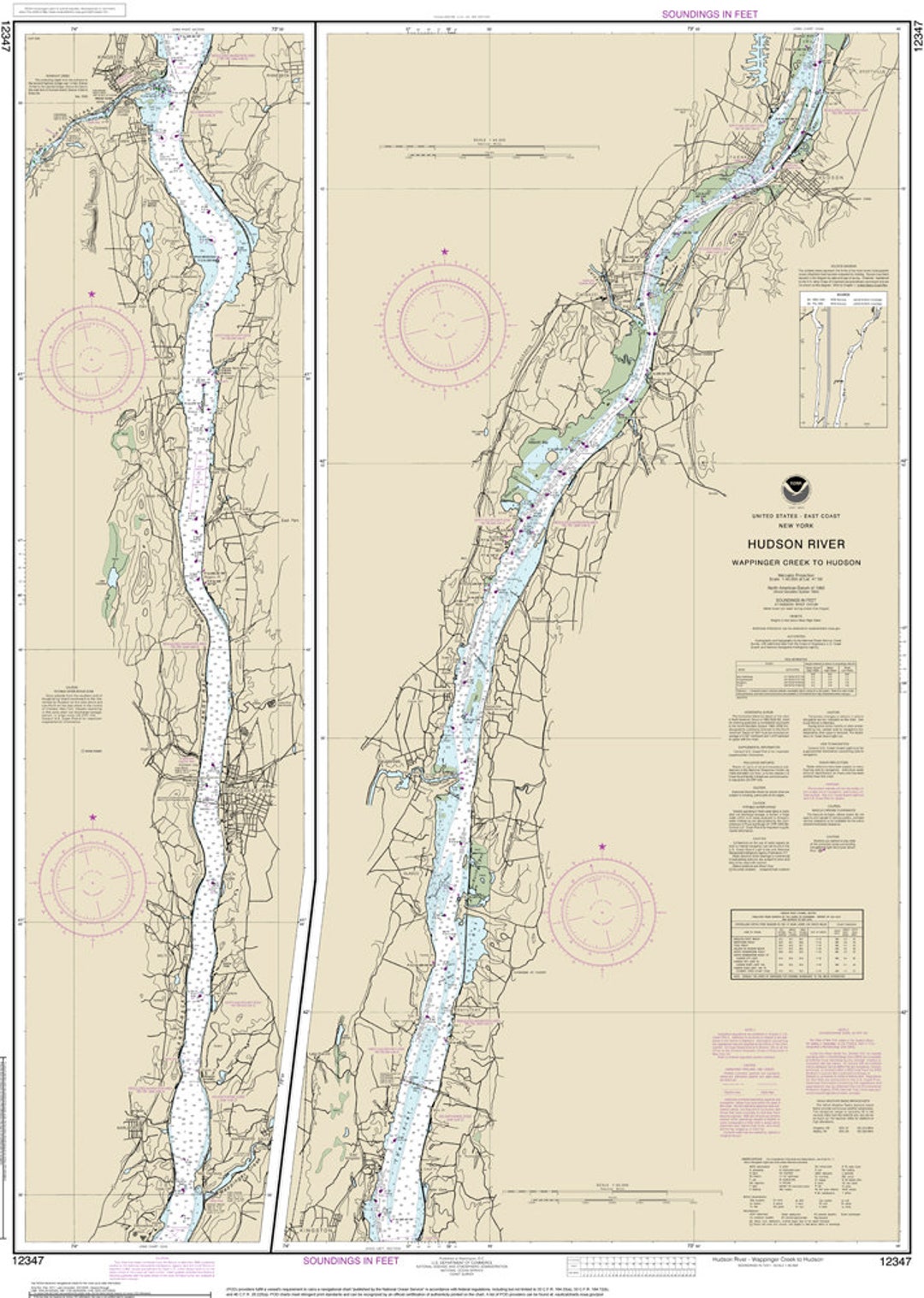 Custom Chart of Hudson River Wappinger Creek to Hudson 12347 - Etsy