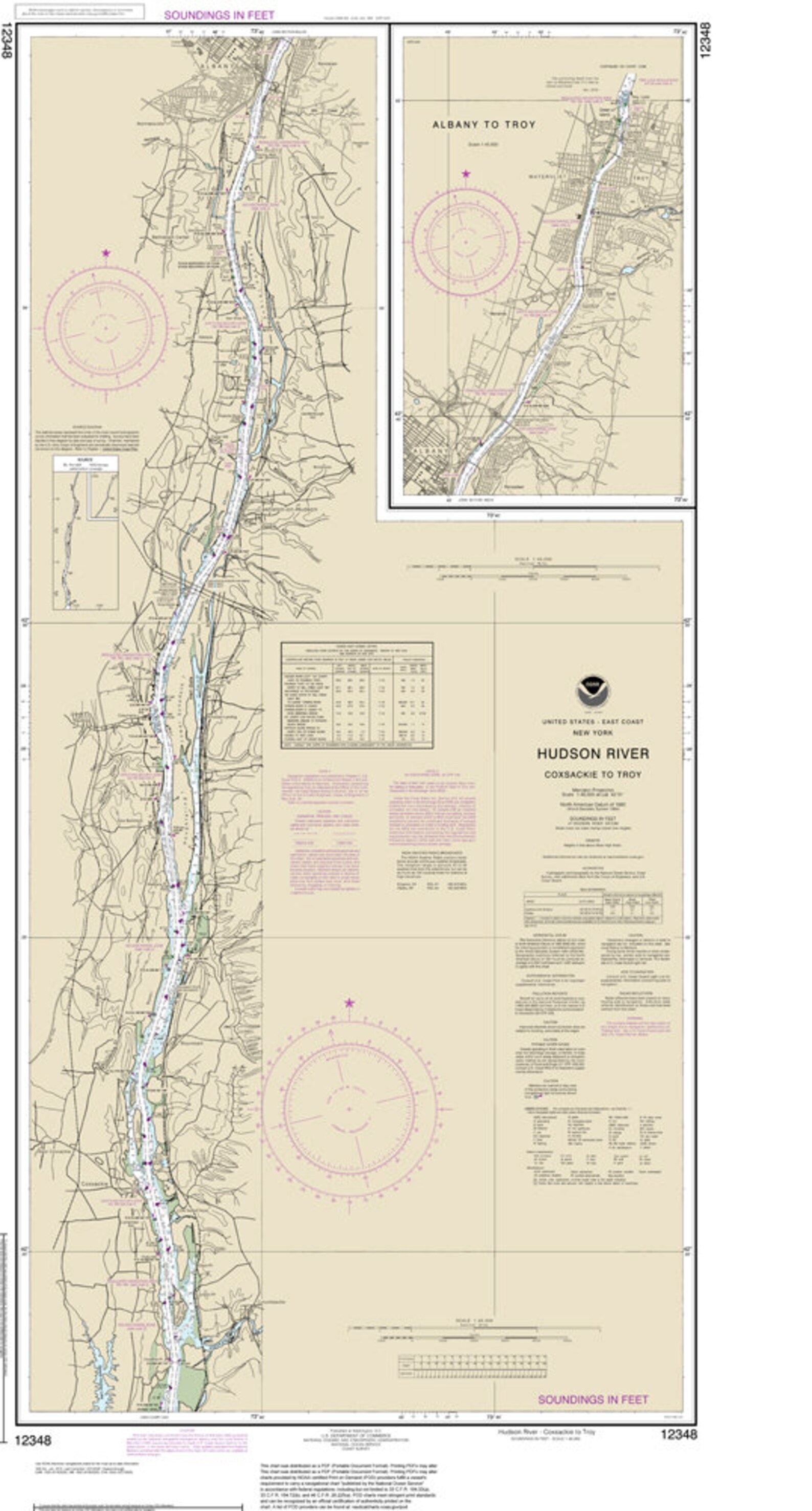 Custom Chart of Hudson River Coxsackie to Troy 12348 - Etsy