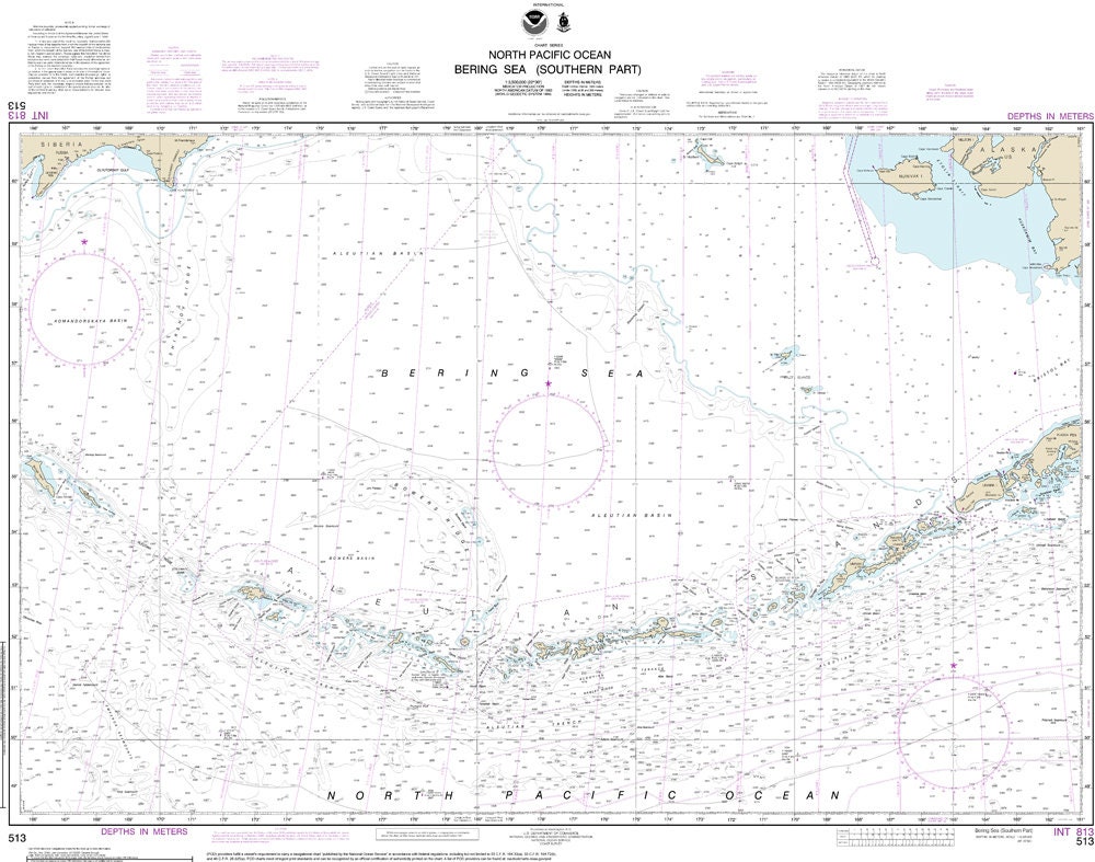Custom Chart of the Southern Part of the Bering Sea 513 - Etsy
