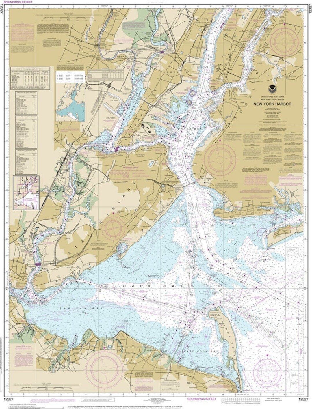 Custom Chart of New York Harbor 12327 - Etsy