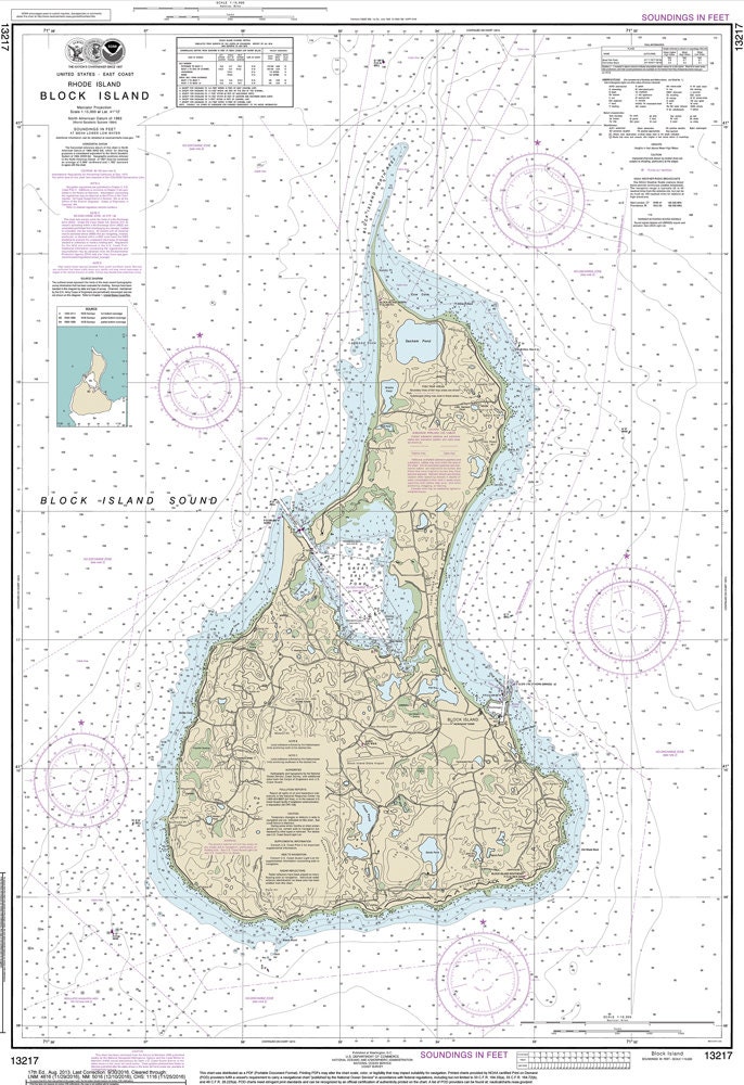 Custom Chart of Block Island 13217 - Etsy