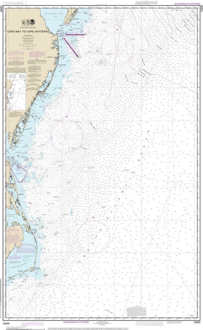 Custom Chart of Cape May to Cape Hatteras 12200 - Etsy