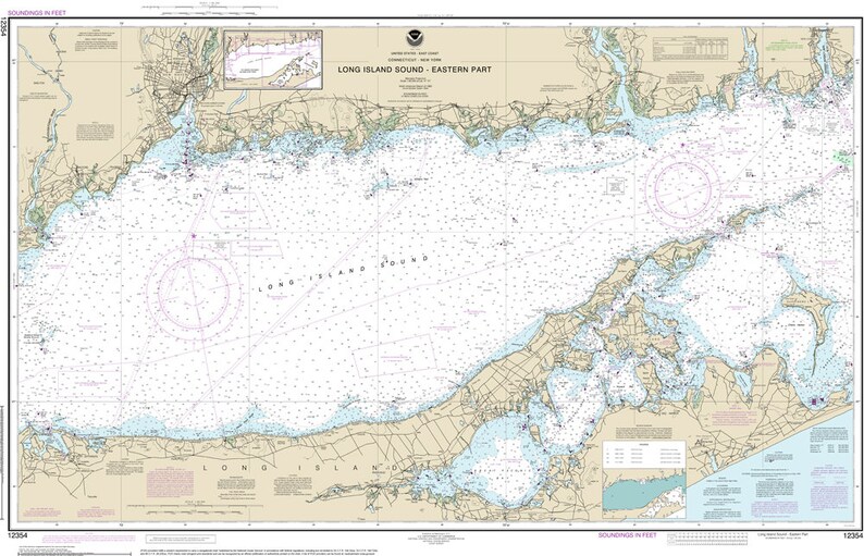 Custom Chart of Long Island Sound Eastern Part 12354 - Etsy