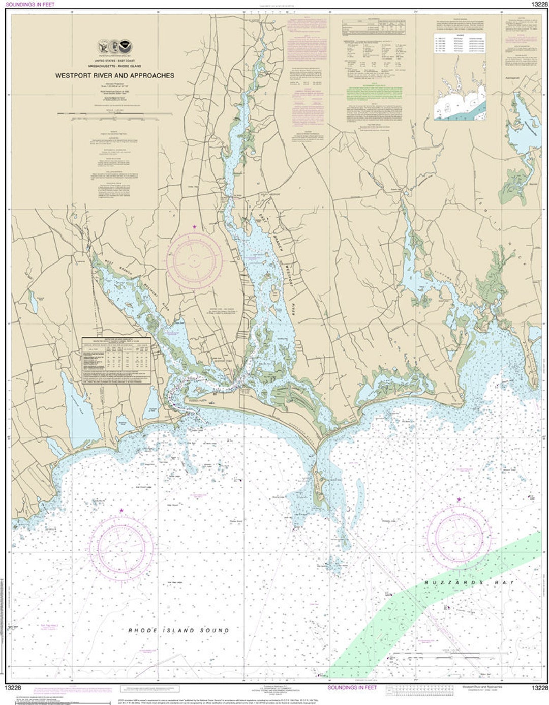 Custom Chart of Westport River and Approaches 13228 - Etsy