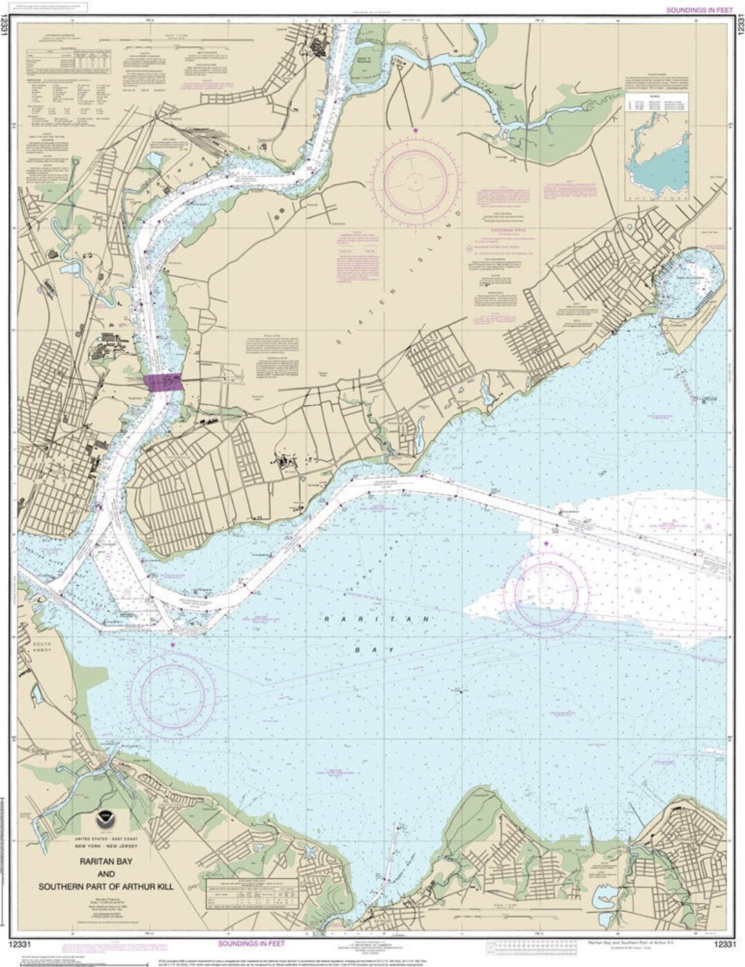 Custom Chart of Raritan Bay and Southern Part of Arthur Kill 12331 - Etsy