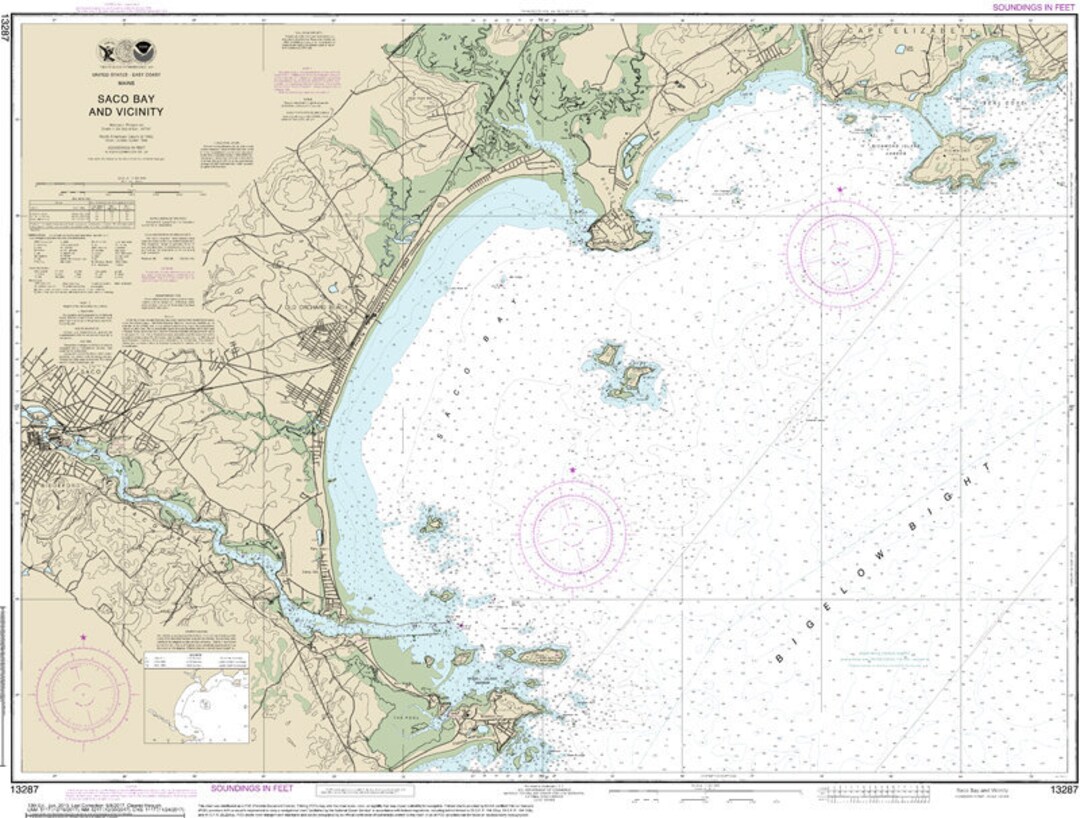 Custom Chart of Saco Bay and Vicinity 13287 - Etsy