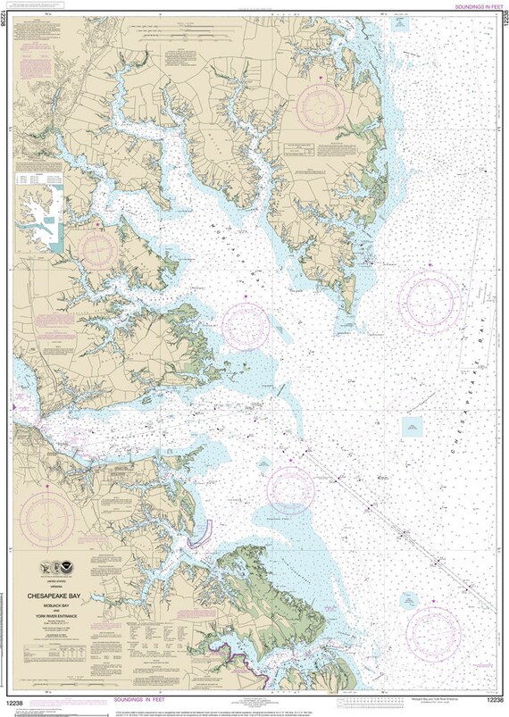 Custom Chart of Chesapeake Bay Mobjack Bay and York River - Etsy