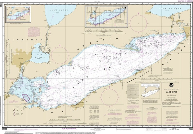 Custom Chart of Lake Erie 14820 - Etsy