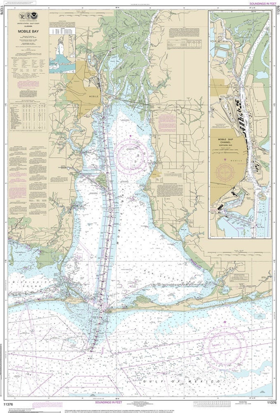 Custom Chart of Mobile Bay Mobile Ship Channel-northern End 11376 - Etsy