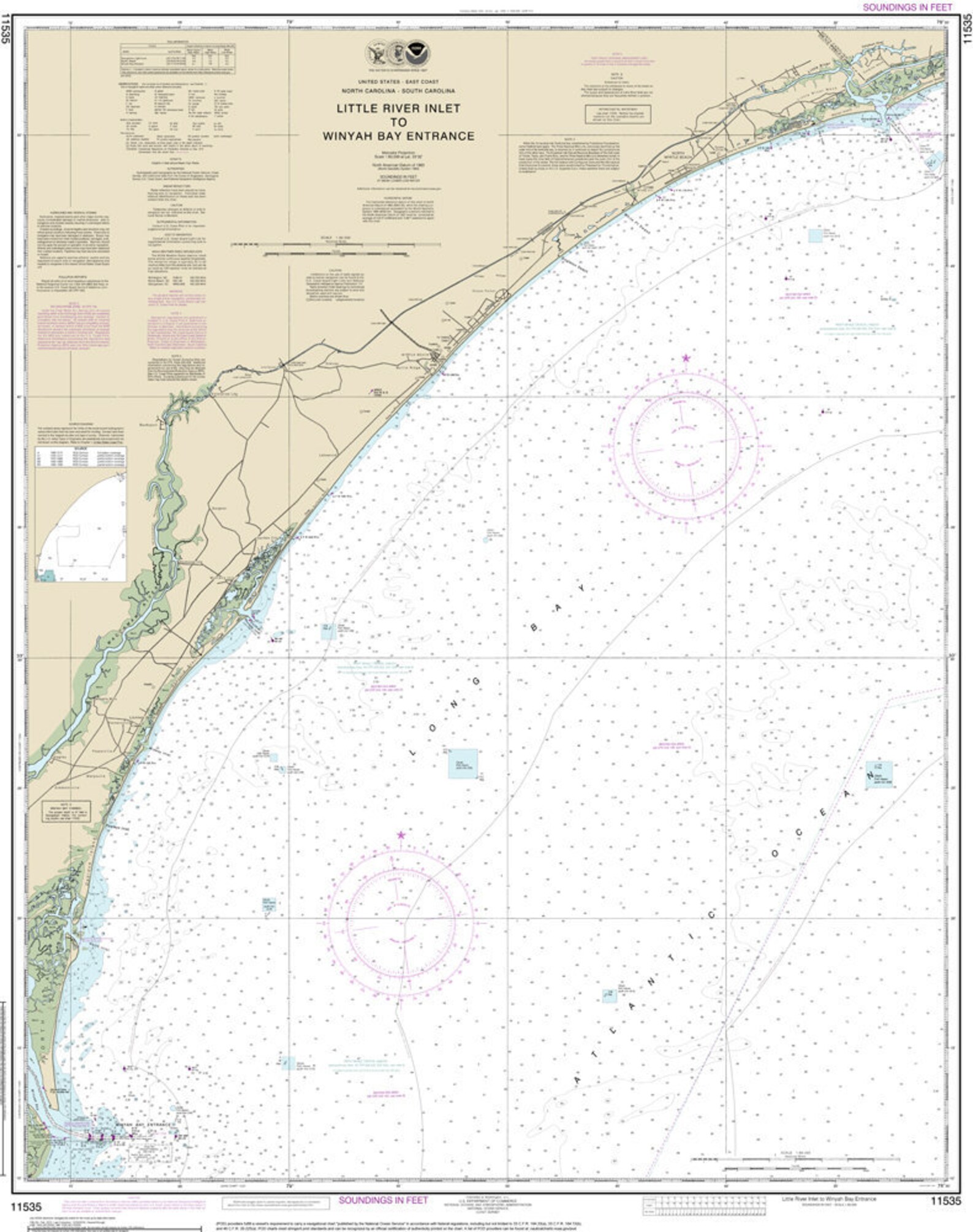 Custom Chart of Little River Lnlet to Winyah Bay Entrance 11535 - Etsy