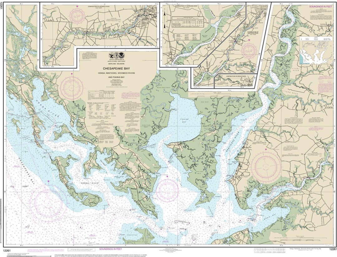 Custom Chart of Chesapeake Bay Honga, Nanticoke, Wicomico Rivers and ...