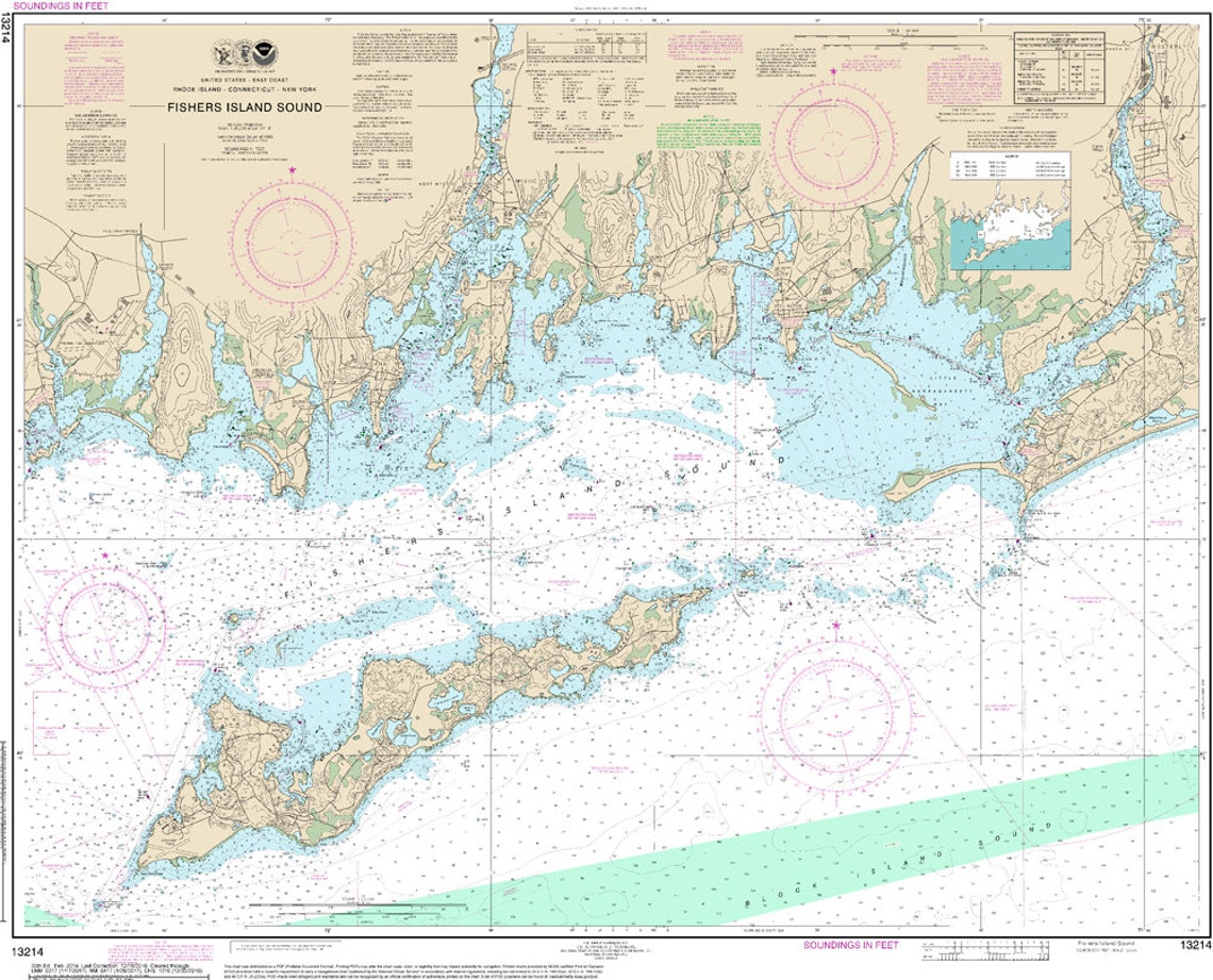 Custom Chart of Fisher Island Sound 13214 - Etsy UK