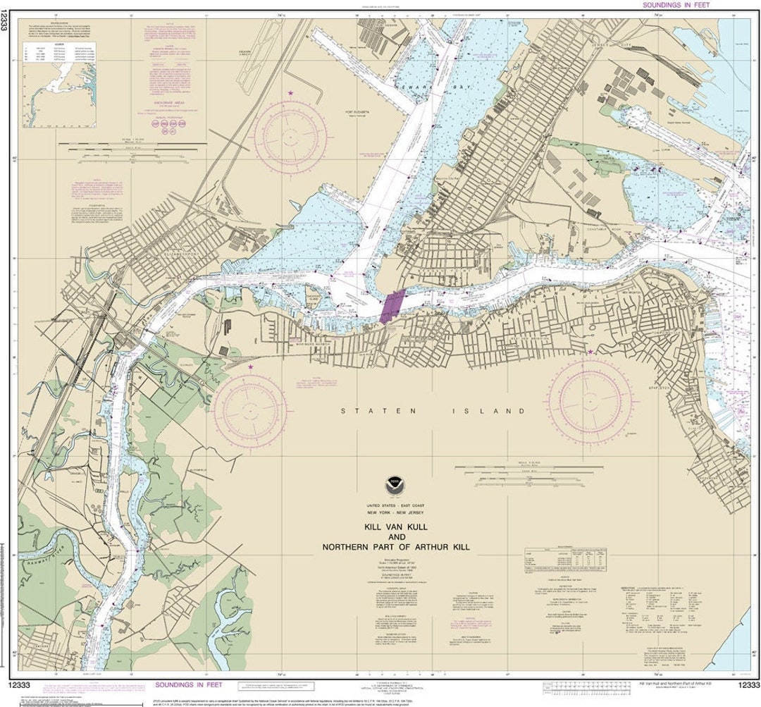 Custom Chart of Kill Van Kull and Northern Part of Arthur Kill 12333 - Etsy