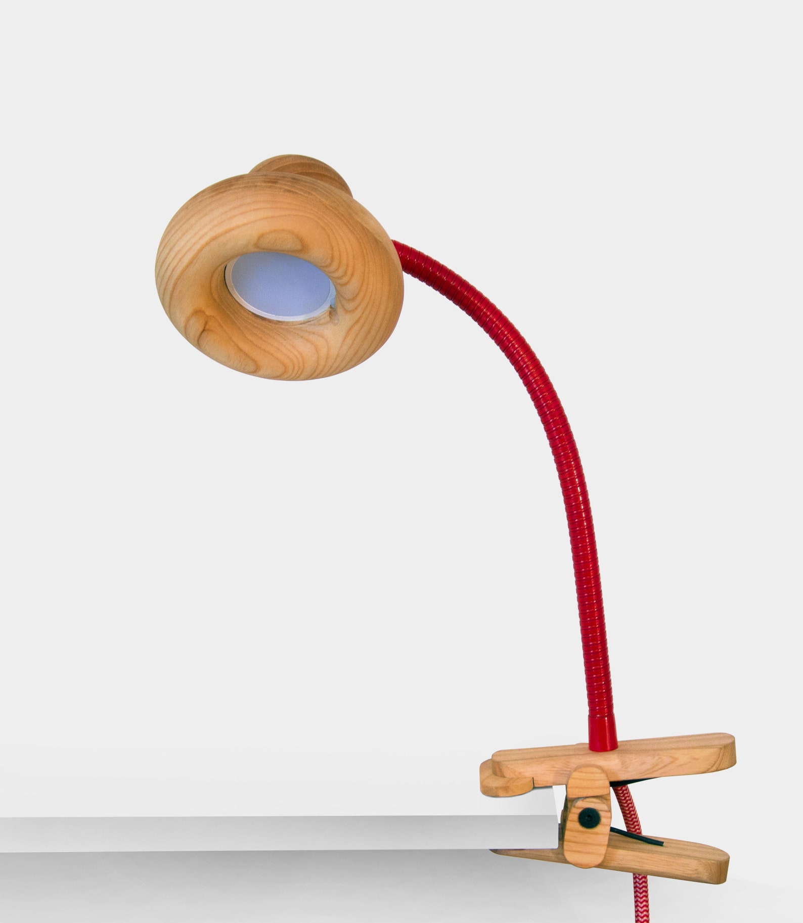 Mushi - Wooden Clip on Lamp. Flexible Table Lamp, Unique Gooseneck Desk ...