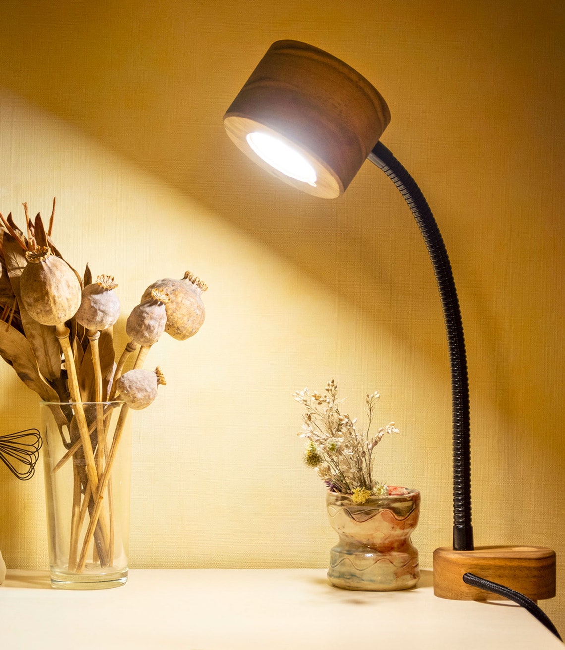 Wooden Clamp Lamp-gooseneck Lamp-bedside Lamp-table Clamp - Etsy