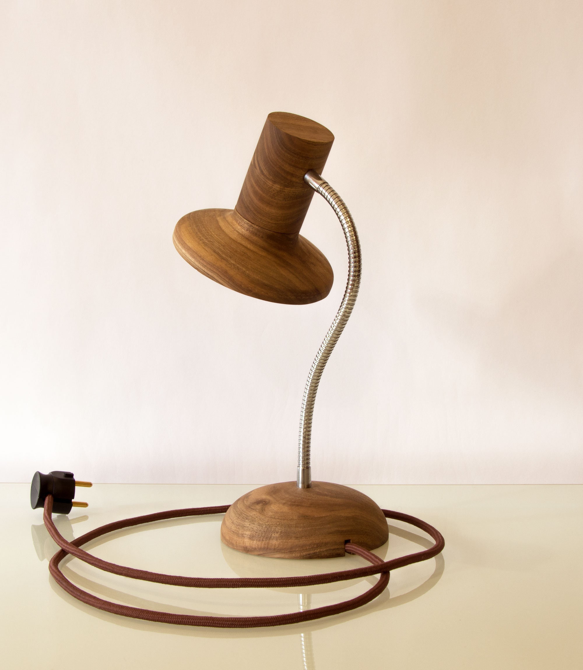 Bryl - Wooden Table Lamp With Flexible Gooseneck and Led Lamp. - Etsy
