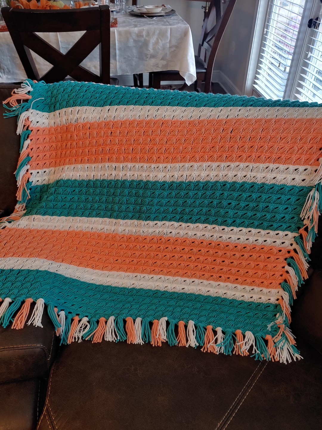 Crochet Baby Blanket - Colors of the Miami Dolphins Football Team - Etsy