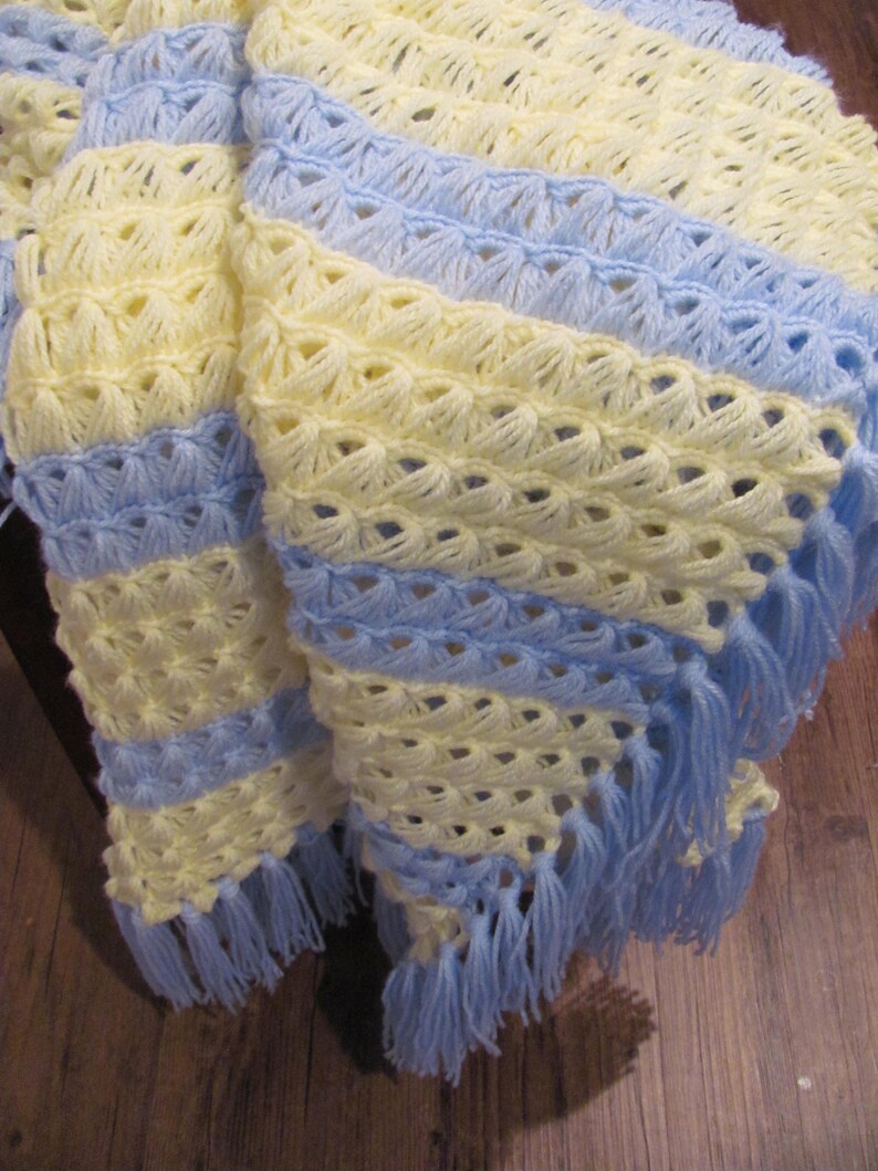 Crochet Baby Blanket ~ Blue and Yellow - Etsy