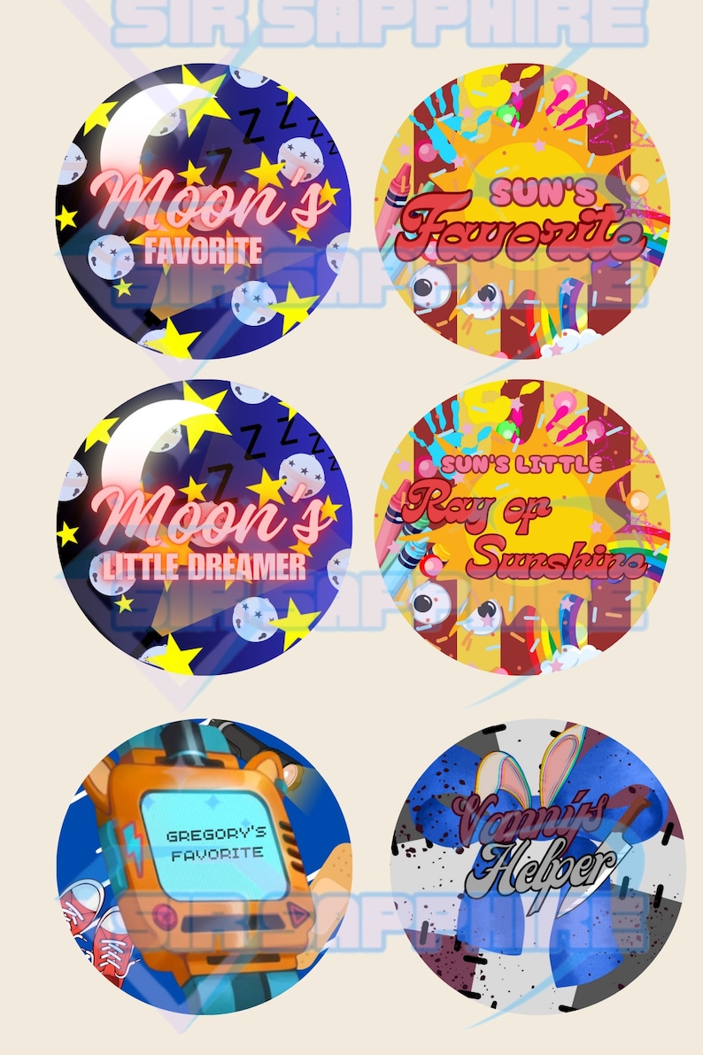 Five Nights at Freddy's Security Breach Safety Pin Buttons Fnaf Buttons ...