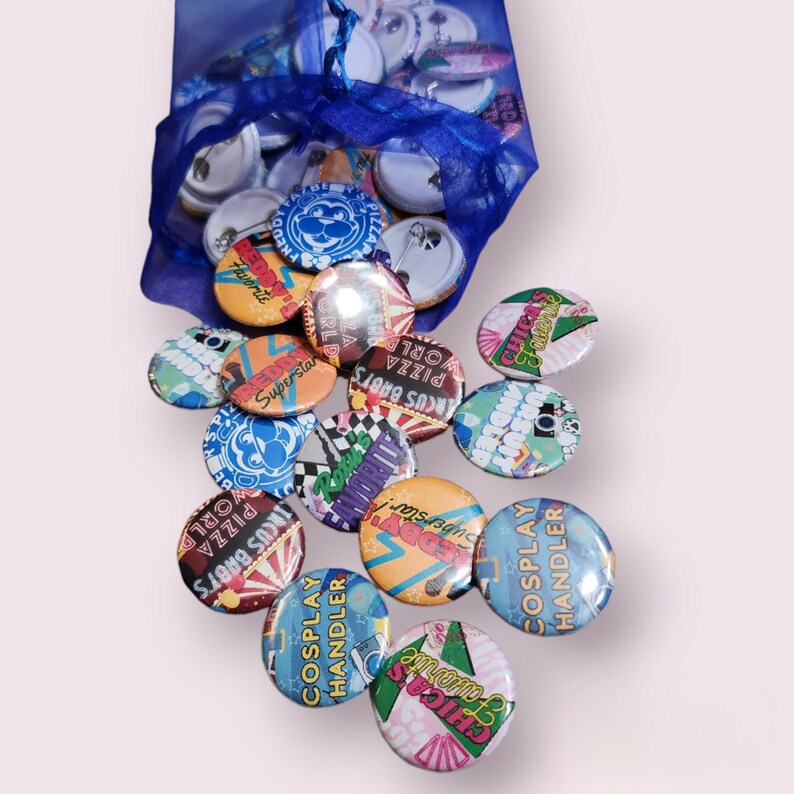 Five Nights at Freddy's Themed Safety Pin Buttons Fnaf Buttons 58mm ...