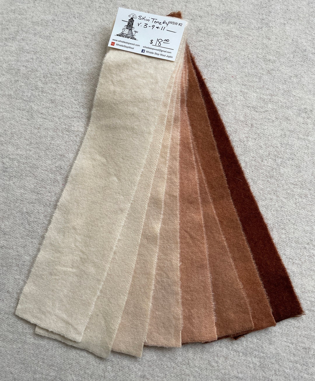 Skin Tone 4, 8 Piece Swatch, Hand Dyed, Felted Wool for Rug Hooking ...