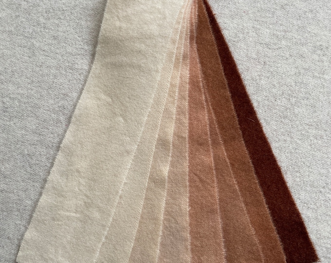 Skin Tone #4, 8 Piece Swatch, Hand Dyed, Felted Wool for Rug Hooking ...