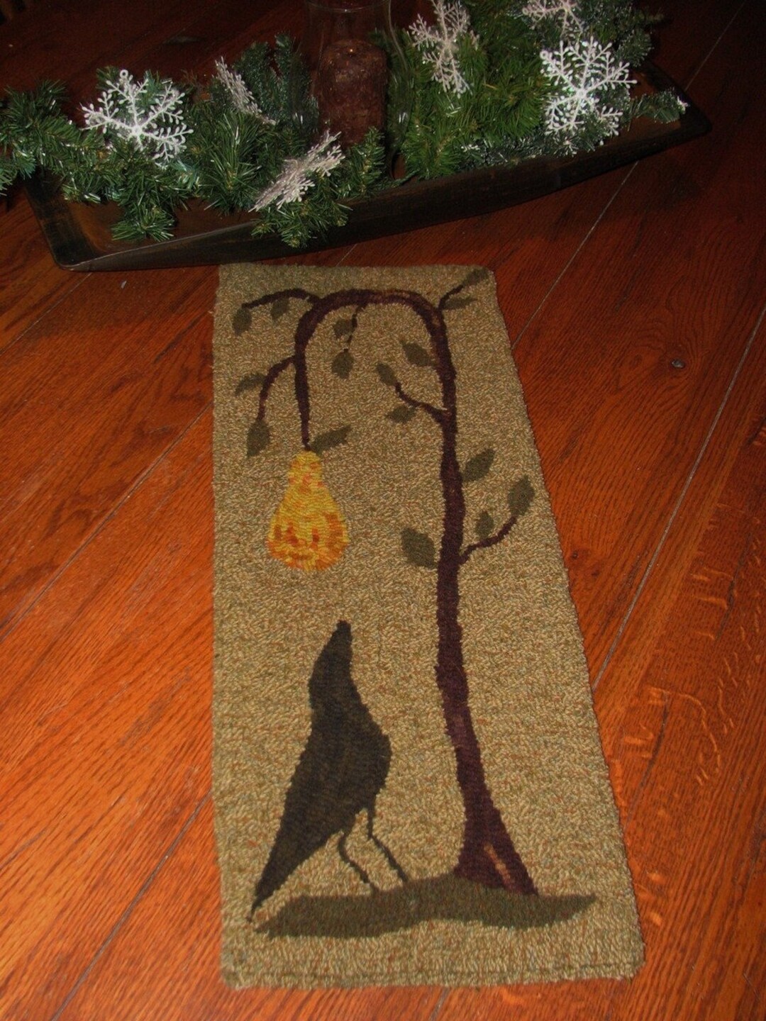 A Crow and A Pear, Rug Hooking Pattern on Linen - Etsy