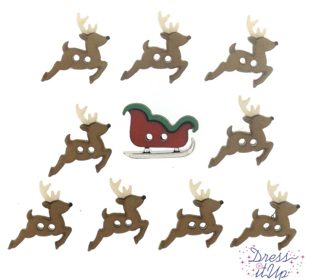 Sew Cute Reindeer and Sleigh Buttons , by Dress It Up - Etsy