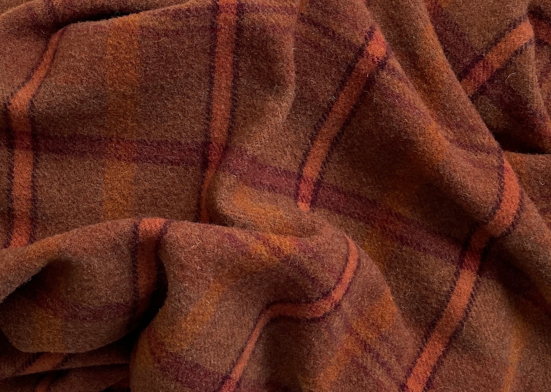 Big Orange Plaid, Felted Wool Fabric for Rug Hooking, Wool Applique and ...