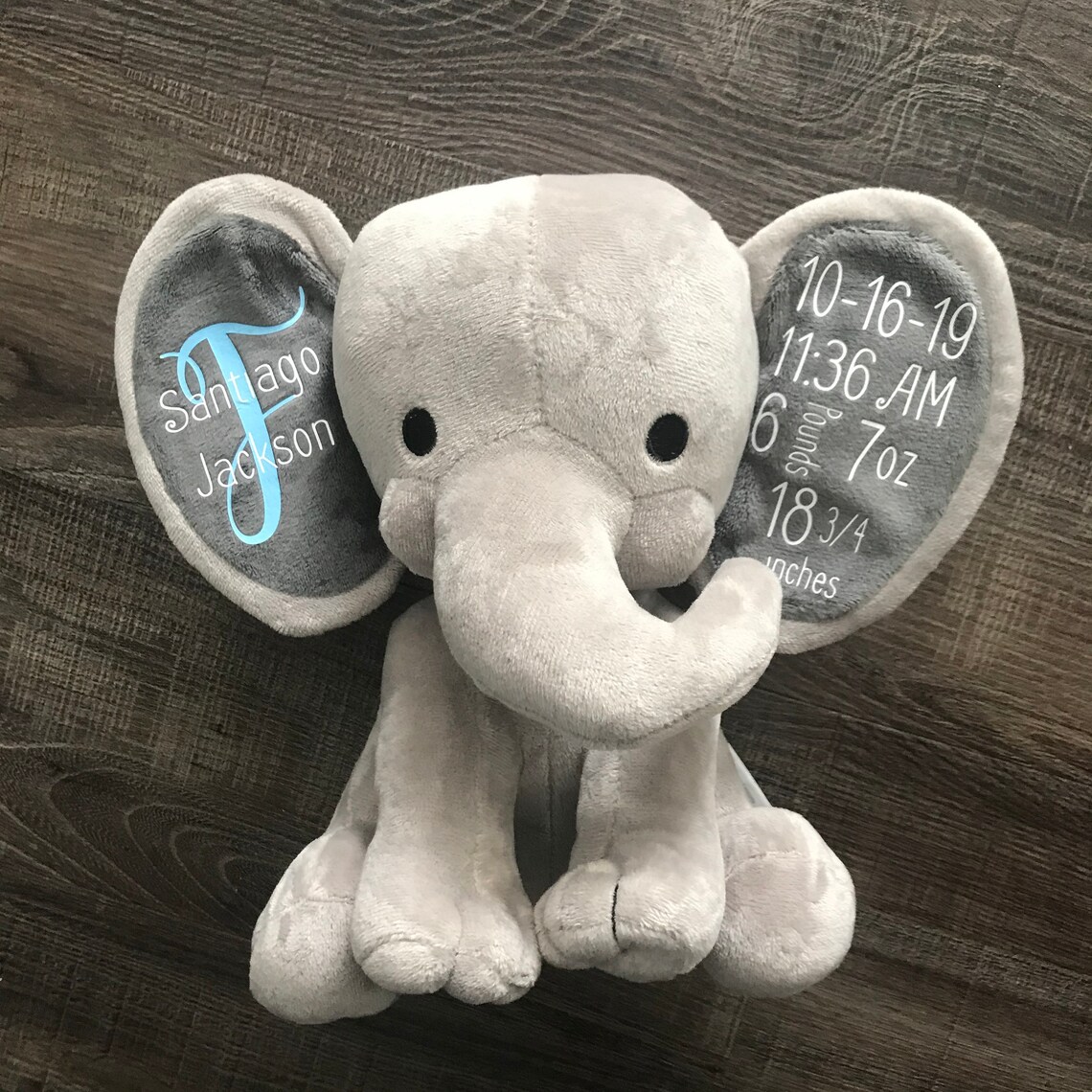 Birth Stat Elephant Birth Stat Stuffed Animal Personalized - Etsy