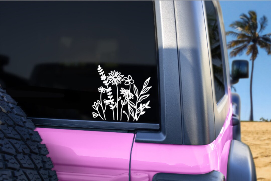 Wildflower Decal, Boho Car Decal, Gift for Plant Lovers, Plant Lover ...