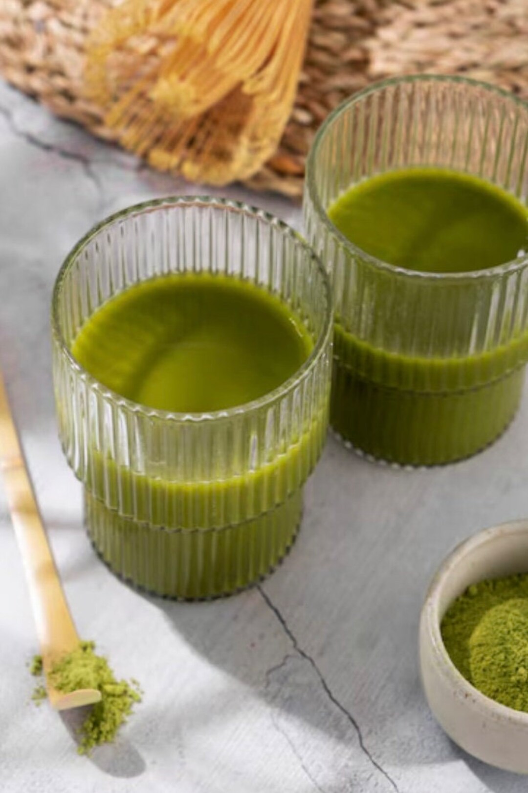 MATCHA GLASS Clear Ribbed Vertical Stripe Tumbler Cup for Coffee Bubble ...