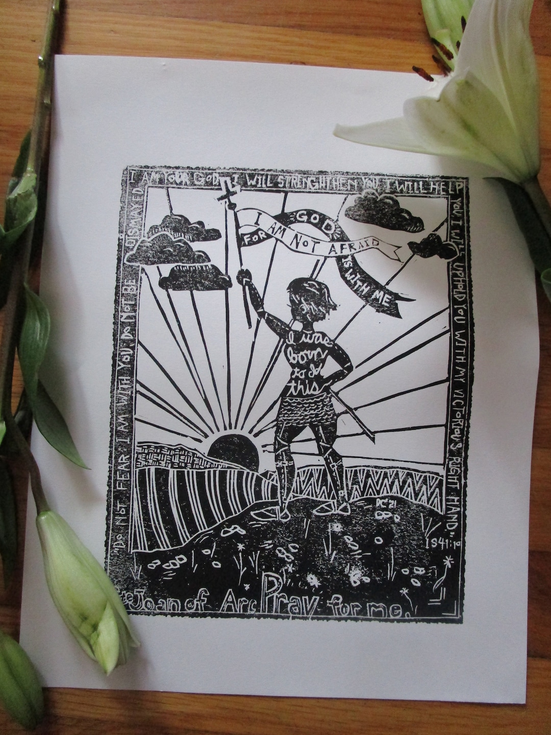 St. Joan of Arc Original Linocut - Etsy