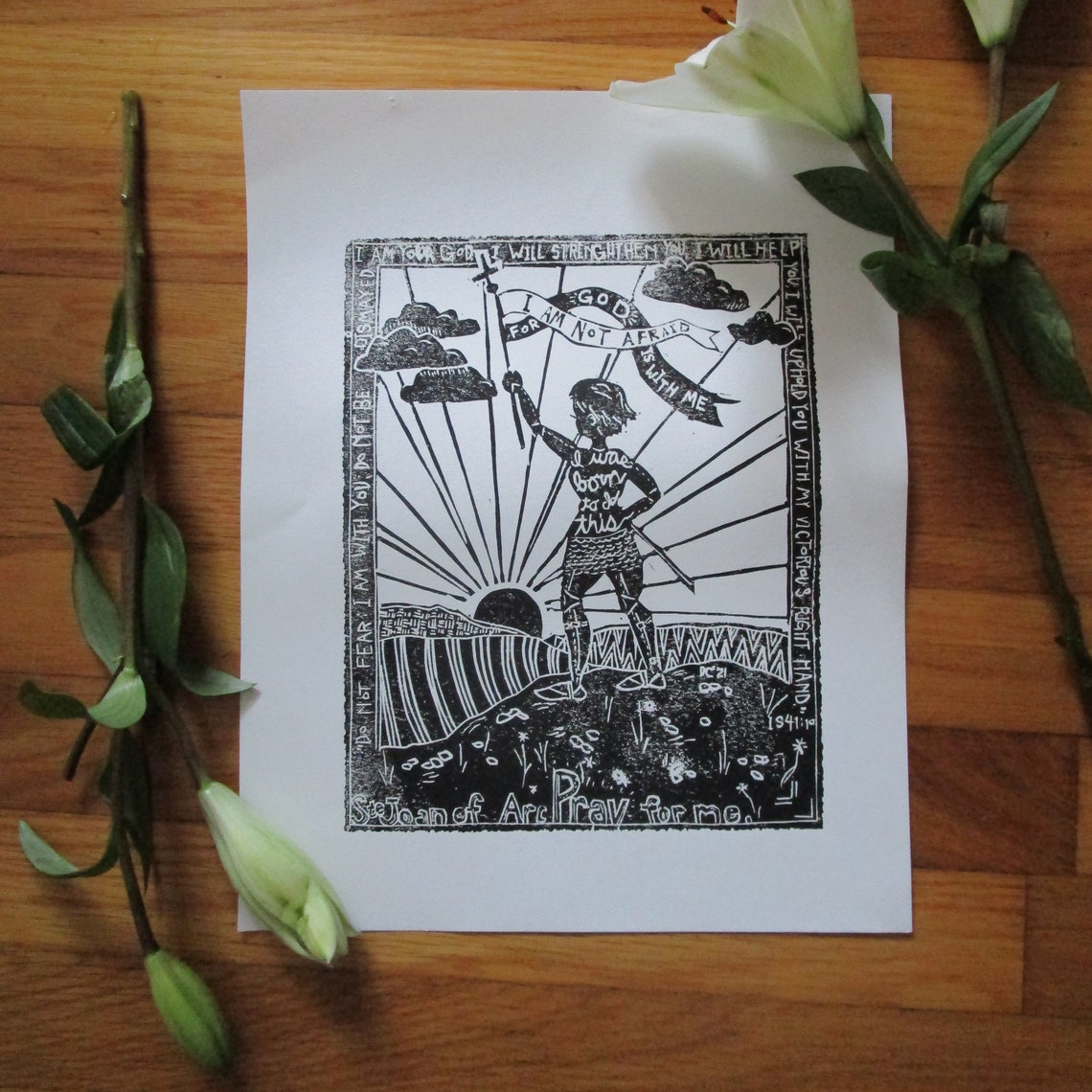 St. Joan of Arc Original Linocut | Etsy