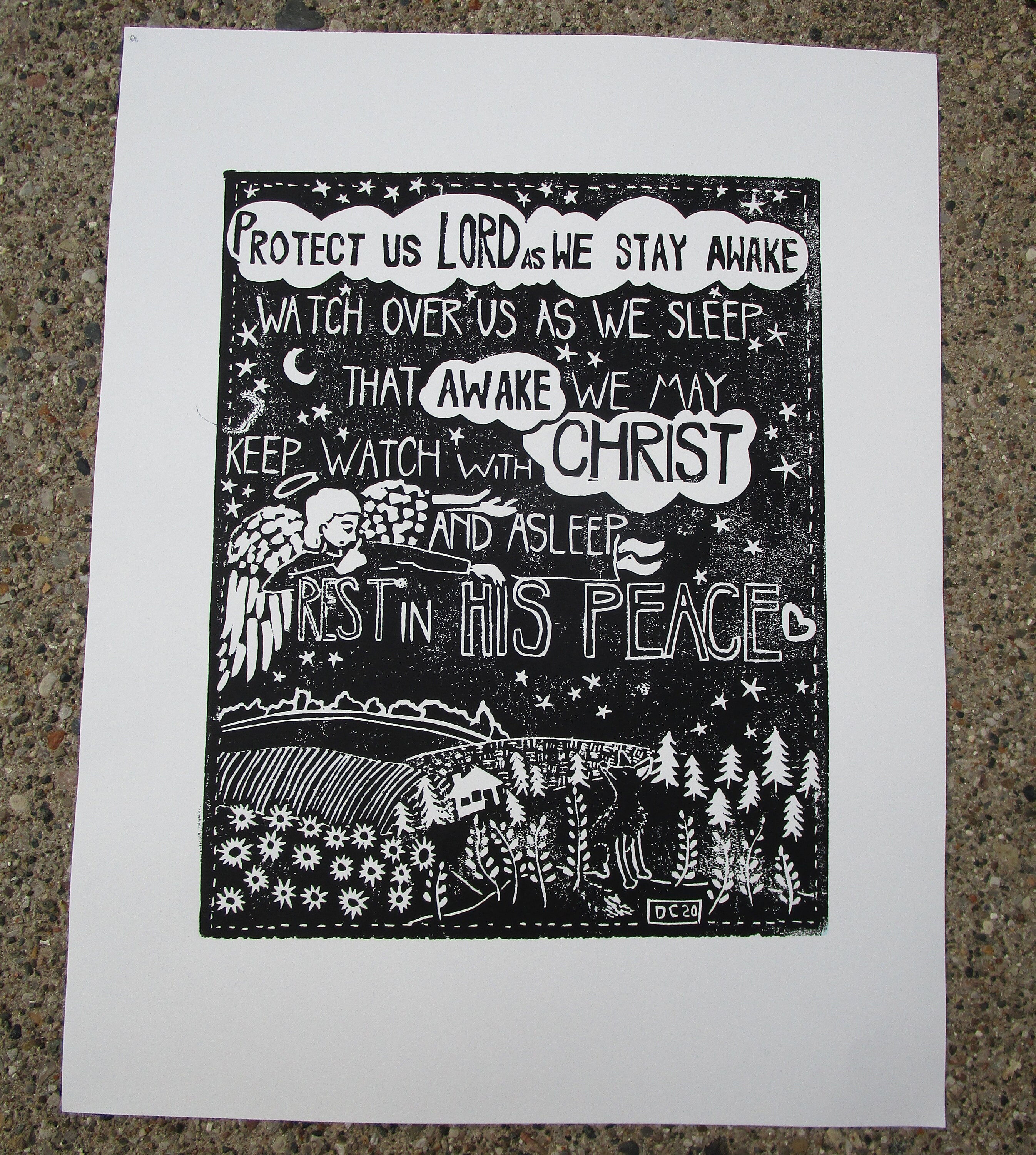 Night Prayer Original Linocut - Etsy