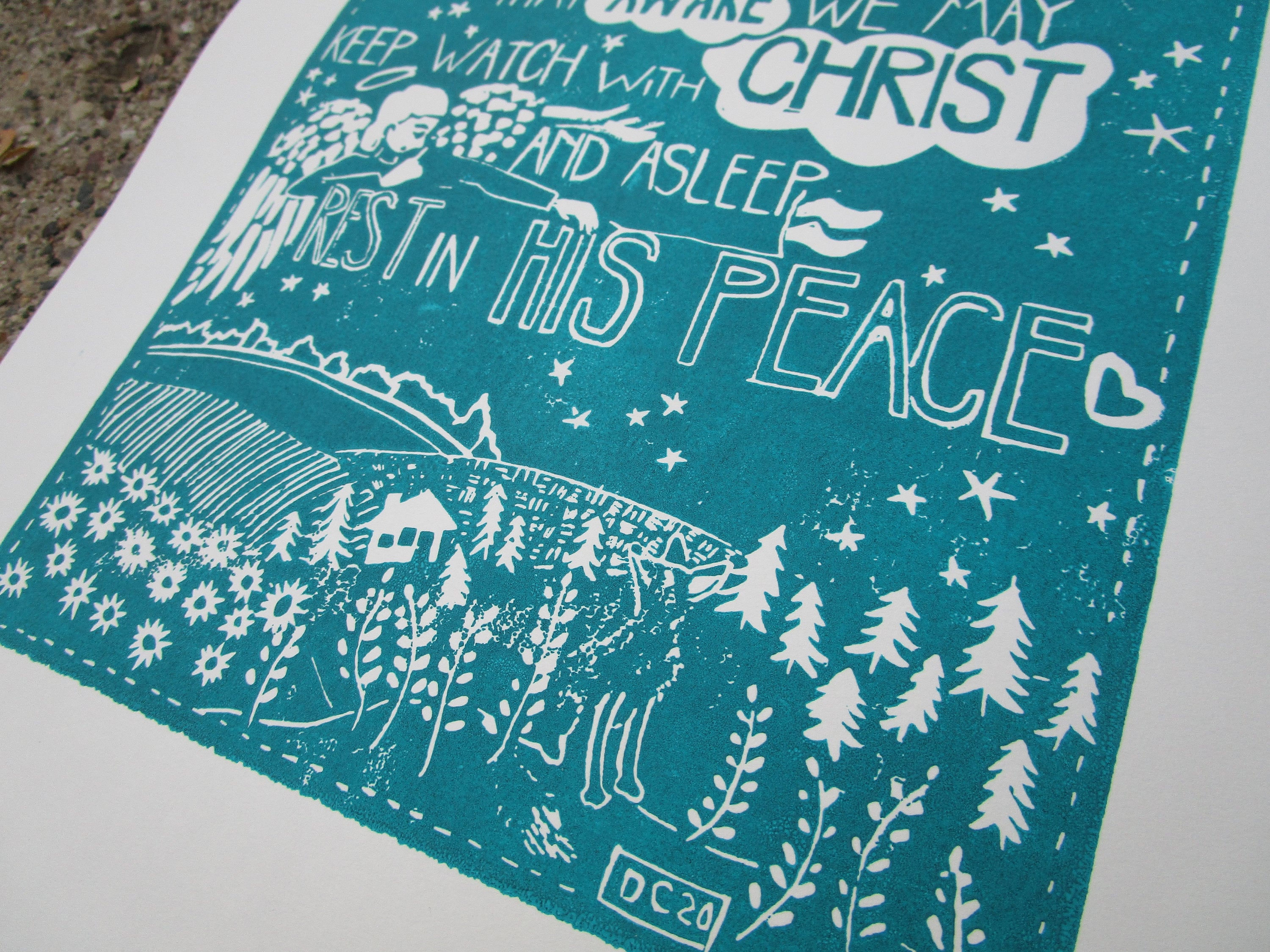 Night Prayer Original Linocut - Etsy