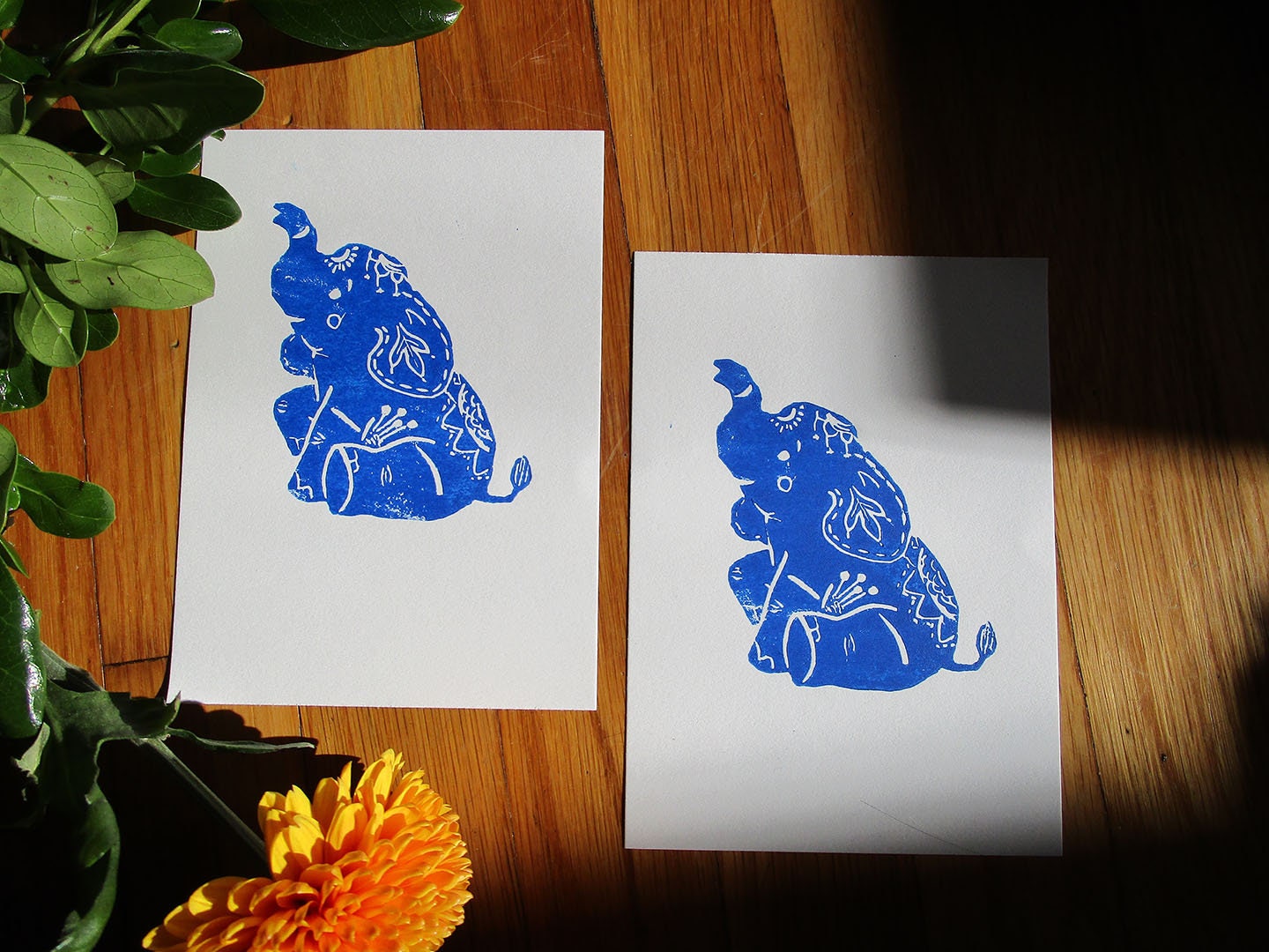 Baby Elephant Original Linocut - Etsy