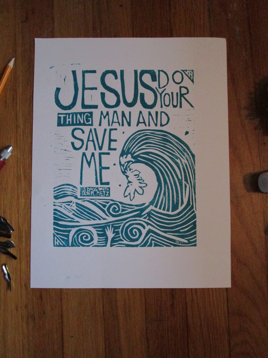 Original Linocut - "jesus, Do Your Thing Man, and Save Me" - Etsy