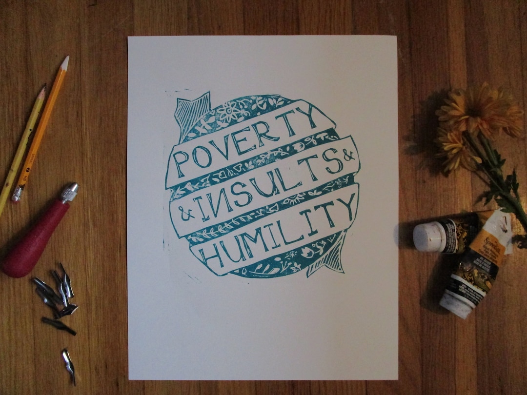 Original Linocut - St. Ignatius of Loyala - Two Standards "poverty ...