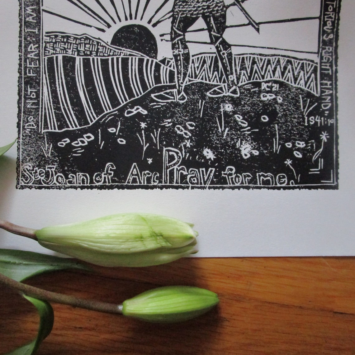 St. Joan of Arc Original Linocut | Etsy