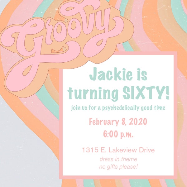 60s Party Invitation - Etsy