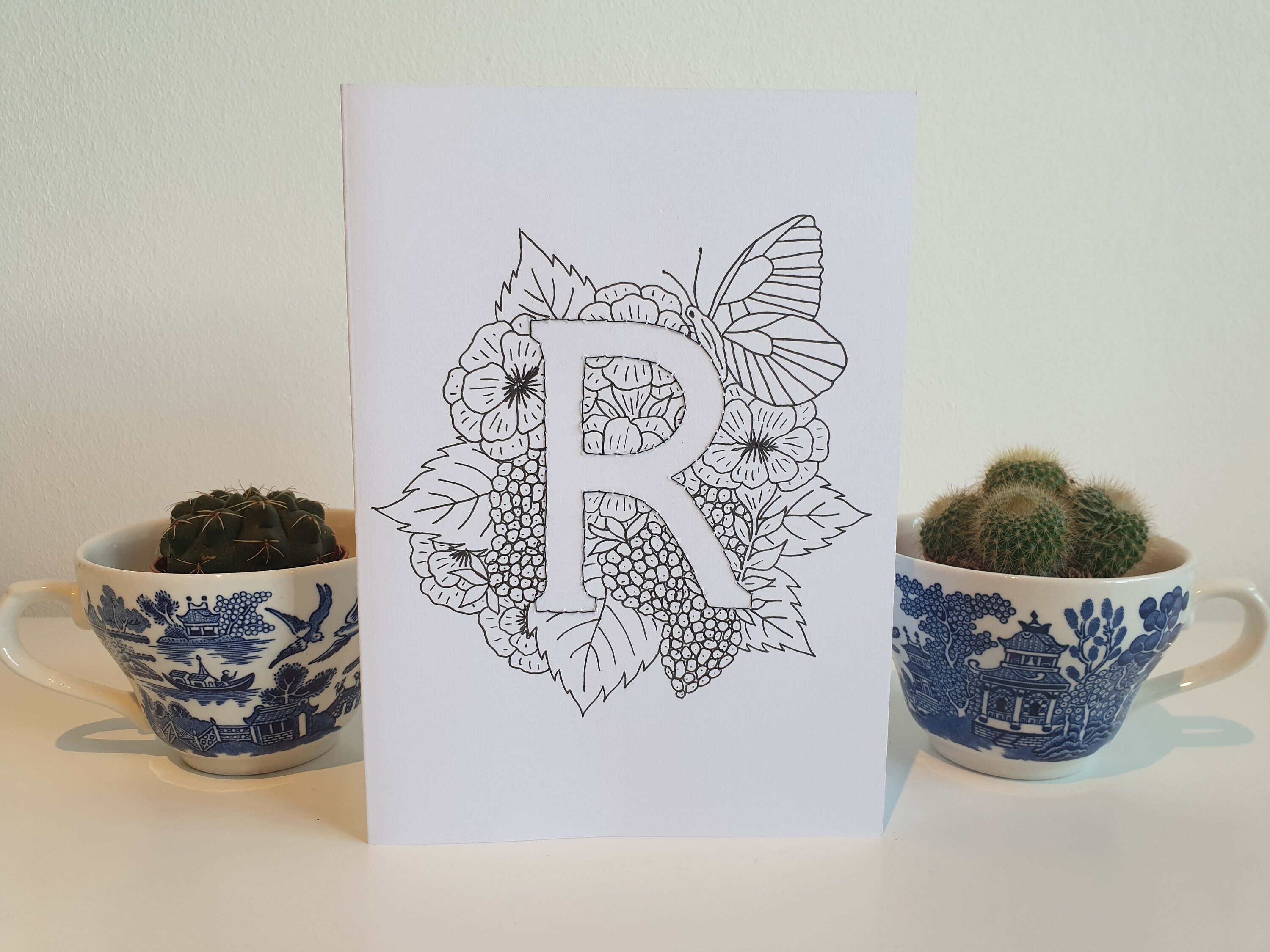 Letter R Botanical Initial Greeting Card or Drawing | Etsy