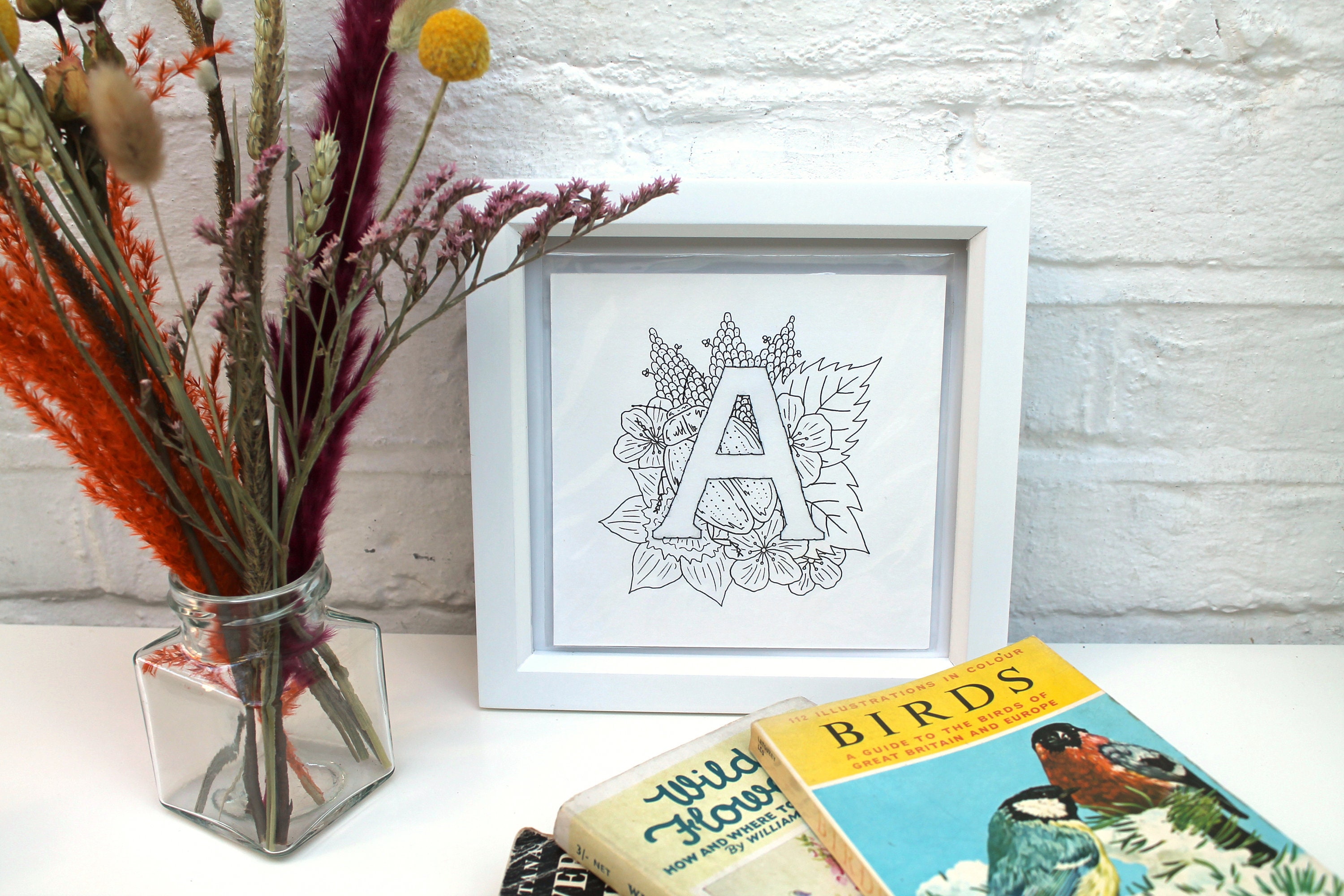 Letter A Botanical Initial Greeting Card or Drawing | Etsy