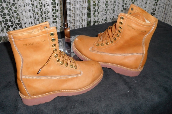 Vintage Work Boots 80's LEATHER Work Boots by … - Gem