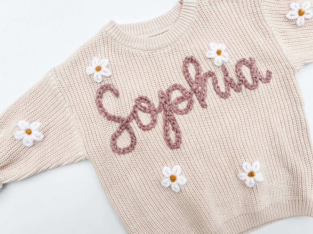 Fast Shipping Embroidered Name Sweater Baby Announcement Oversized ...